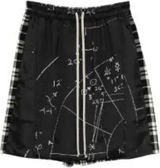 Rick Owens Short &agrave; cordon avec imprim&eacute; graphique et bordure &agrave; carreaux - Homme - Shorts - Noir - Taille: S