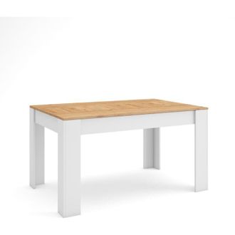 Skraut Home Skraut Home - Table &agrave; manger, Meuble Salle &agrave; Manger, 140x90x76 cm, Pour 6 personnes, Meubles de Salon, Style moderne, Ch&ecirc;ne et blanc