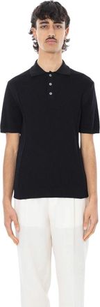 Daniele Fiesoli Homme, Tops, Noir, Taille: 2XL Polo en maille de coton textur&eacute;