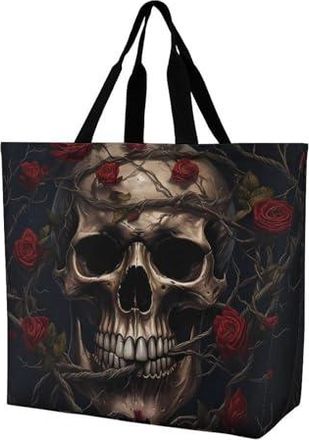 Generic Cr&acirc;ne Avec Roses Rouge Sac Fourre-Tout L&eacute;ger Sacs Pliable Sac &Agrave; Bandouli&egrave;re Pour Travail Gym Shopping