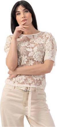 Kocca Femme, Blouses et Chemises, Beige, Taille: 42 FR T-shirt en dentelle transparente