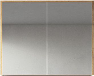 Badplaats Badplaats - Meuble a miroir Cuba 90 x 72 cm Chene - Miroir armoire miroir salle de bains verre armoire de rangement - Chene