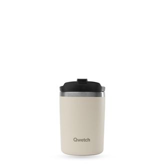 Qwetch Travel Thermobecher - Sand 240 ml - Thermoskanne f&uuml;r Kaffee & Tee aus Edelstahl - 6 Stunden hei&szlig; und 12 Stunden kalt - kompakt & wasserdicht, Reisebec