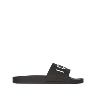 Dsquared2 Sandalen mit schwarzem Logo-Print - - Shoes - Herren - Schwarzk - 40 EU