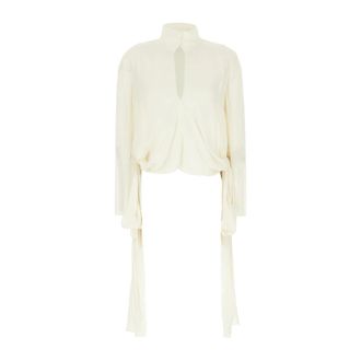 Alaia Lang&auml;rmeliges Oberteil mit Bindedetail - - Blouses & Shirts - Damen - Wei&szlig; - M