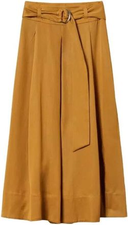 Twinset Femme, Jupes, Brun, Taille: 42 FR Longue jupe en serg&eacute; avec ceinture