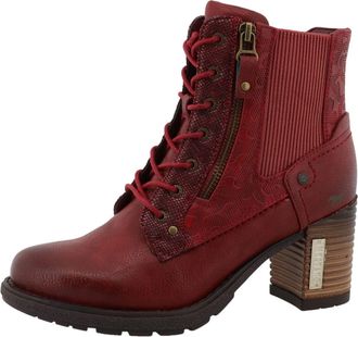 Mustang Jeans Damen Stiefelette mit Gummizug und Zierpr&auml;gung 15M0182001, Gr&ouml;&szlig;e:39 EU, Farbe:Rot