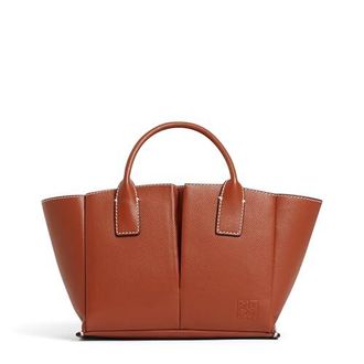 Le Tanneur cabas petit mod&egrave;le, sac &agrave; main, en cuir grain&eacute;, Elena, femme, port&eacute; main, crois&eacute;, poches plates, 2 compartiments cartes, pochette plate zipp&eacute;e amovibl