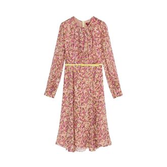 Max Mara Seidenchiffon-Midikleid mit Blumenmuster - - Dresses - Damen - Rosa - 4XS