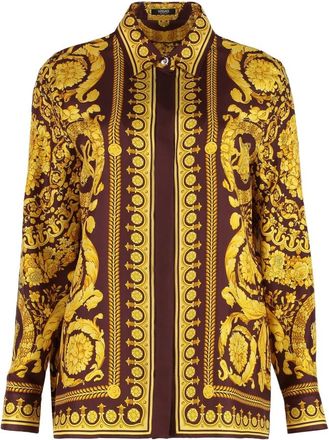 Versace Femme, Blouses et Chemises, Multicolore, Taille: 38 FR Barocco Silk Shirt