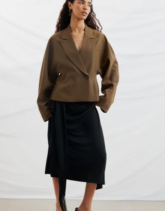 NA-KD jupe asym&eacute;trique &agrave; franges en modal noir