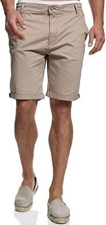 Indicode Hommes Creel Chino Shorts | Pantalon Court Chino à 5 Poches Greige XXL