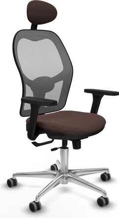 Piqueras y Crespo Ergonomischer Computerstuhl mit 3D-Armen, h&ouml;henverstellbarer Lendenwirbelst&uuml;tze und festem Kopfteil, ausgestattet mit Syncro/Traslack und injiziertem 