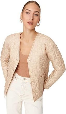 Trendyol Veste dhiver Unie &agrave; Double Boutonnage Manteau, Beige, M Femme