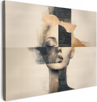 MuchoWow &copy; Wandbilder 40x30 cm Wohnzimmer Wanddeko Schlafzimmer Zimmerdeko Wandgem&auml;lde Zimmer Deko auf Wand Dekoration Wall Art Gold - Frau - Rechtecke