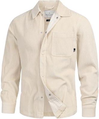 Kronstadt KSChandos Overshirt en velours c&ocirc;tel&eacute; pour homme 100 % coton avec boutons | Chemise mi-saison pour homme, Blanc cass&eacute;, M