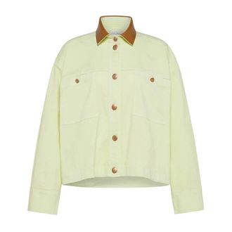 Forte_Forte Femme, Vestes, Vert, Taille: 38 FR Veste en coton &agrave; boutons m&eacute;talliques