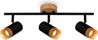 Briloner Deckenlampe, Deckenleuchte, Lampe, Holzapplikation, Schwenkbar, Wohnzimmerlampe, Schlafzimmerlampe, K&uuml;chenlampe, Schwarz-Holz