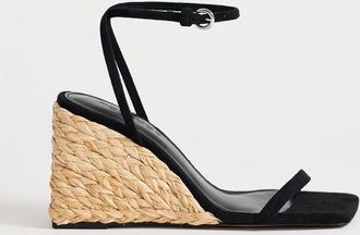 Topshop Elysia - Sandales en deux parties en raphia - Noir