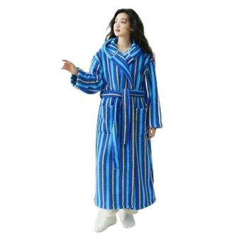 Generic QXDZSW Automne Hiver Couple Velours Corail Femmes Hommes Peignoir Ray&eacute; Longueur Maison &Eacute;paissie Flanelle Robe Pantalon Pyjama Ensemble, pantalon robe 