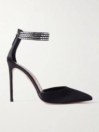 Aquazzura Escarpins En Satin &Agrave; Cristaux Luce 105 - Noir