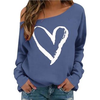 Generic 2026 Sweat Femme Saint-Valentin Manches Longues Pull-Over Col Rond Couleur Unie Haut Top Streetwear Oversize Vetement pour Printemps Automne Hiver Jac