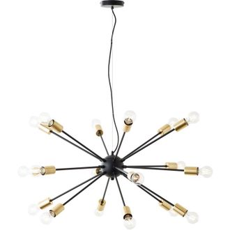 Brilliant Dree suspension 90cm noir mat/laiton m&eacute;tal 18x A60, E27, 40 w, adapt&eacute; &agrave; une lampe normale (non incluse)