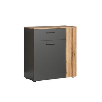 Trendteam Esteban - Kommode - Anthrazit/Evoke Eiche - Mehrzweckschrank mit 3 F&auml;chern und 1 Schublade - (BxHxT) 80 x 86 x 38 cm - Vollauszug-Funktion