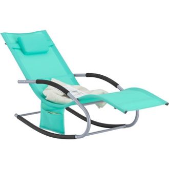 SoBuy Sobuy - Chaise Longue Transat Pliable Jardin Aluminium - Bain de Soleil Ergonomique &agrave; Bascule Relax - Fauteuil Ext&eacute;rieur Confortable Plage pour