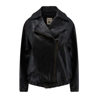 Semicouture Femme, Vestes, Noir, Taille: 42 FR Veste oversize en cuir textur&eacute;