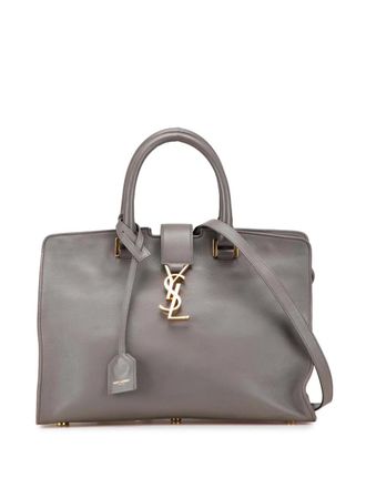 Saint Laurent petit sac à main Cabas Monogram en cuir (2015) - Gris