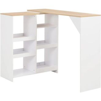 vidaXL Bartisch mit Beweglichem Regal Wei&szlig; 138x39x110 cm - Vidaxl