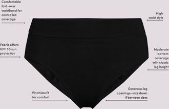 Lands End Bikinihose zum Umschlagen, High Waist,, Damen, Größe:50 plus, Schwarz, Elasthan/Nylon-Mischung, by Lands End