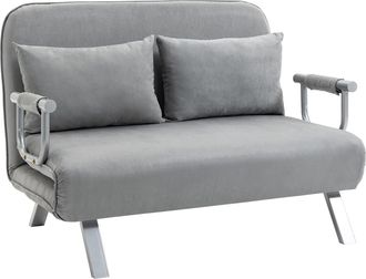 HOMCOM 3 in 1 Schlafsofa 185x105cm Schlafcouch mit 5-stufig Verstellbarer R&uuml;ckenlehne, Wurfkissen, 2 Sitzer Sofa mit Schlaffunktion, Samtoptik, Chaiselounge 