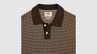 Levi's Homme Pull-Over col Polo Maille Fine Khaki Heather Cotton Brown S