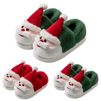 Generic Pantoufles de No&euml;l douces et chaudes &agrave; enfiler pour femme - Chaussons dhiver en peluche avec semelle antid&eacute;rapante pour les vacances, la chambre &agrave; cou