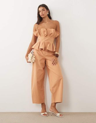 Asos Pantalon large densemble avec coutures apparentes - Rouille-Marron