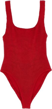 Hunza G Femme, Maillots de bain, Rouge, Taille: ONE Size Maillot de bain une pi&egrave;ce Original Crinkle &agrave; encolure carr&eacute;e