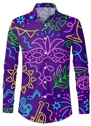 Generic Costume de carnaval pour homme - Chemise &agrave; manches longues - Coupe ajust&eacute;e - Imprim&eacute; masque tendance - Chemise &agrave; manches longues - Chemise l&eacute;g&egrave;re pour