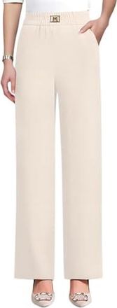 Generic Pantalon confortable &agrave; enfiler, taille haute, doux et soyeux, pour femmes &acirc;g&eacute;es de plus de 50 ans, beige, 6XL