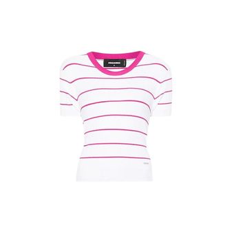 Dsquared2 Kurz&auml;rmeliger Rippstrickpullover - - Tops - Damen - Wei&szlig; - M