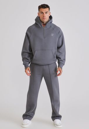Siksilk Herren Grau Viertelrei&szlig;verschluss Hoodie und Jogginghose Set XXL