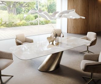 DELIFE Esstisch Edge Boot 270x120 cm Keramik Iris FMG Onice Grigio Cono Metallic Gold, Esstische