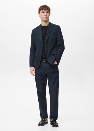 Mango Veste slim fit microstructure bleu marine - Homme - 46 - MANGO MAN