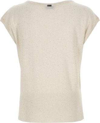 Herno Sequined Cotton Blend T-Shirt - Beige