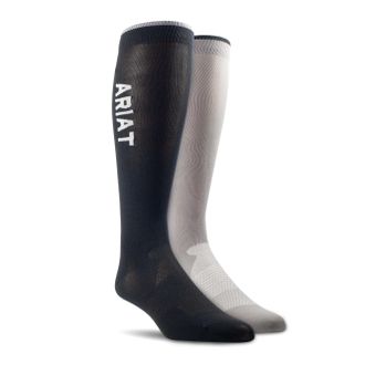 Ariat TEK Essential Performance Socks 2 Pair Multi Colour Pack in Black Zinc, Size Medium