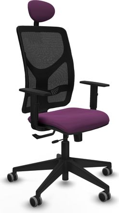 Piqueras y Crespo B&uuml;rostuhl, Kopfst&uuml;tze mit 1D-Armen, h&ouml;henverstellbare Lendenwirbelst&uuml;tze und festes Kopfteil, ausgestattet mit Syncro/Traslack und Schneideschaum, Sch