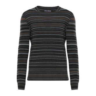 Dolce & Gabbana Wollpullover mit Streifen - - Sweatshirts & Hoodies - Herren - Grau - 2XL
