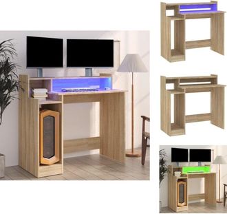 vidaXL Vidaxl - Schreibtisch mit LEDs Sonoma-Eiche 97x45x90 cm Holzwerkstoff - Bürotisch - Schreibtisch - Holzwerkstoff - Sonoma-Eiche - led Beleuchtung