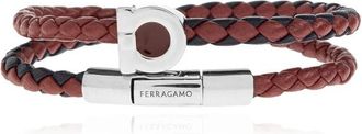 Ferragamo Homme, Accessoires, Rouge, Taille: S Scubidou Braided Leather Bracelet